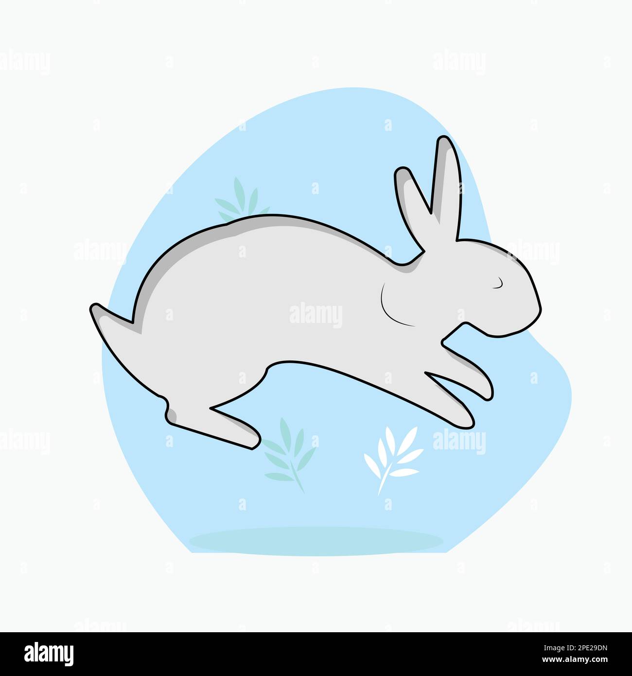 Rabbit vector outline hi-res stock photography and images - Alamy