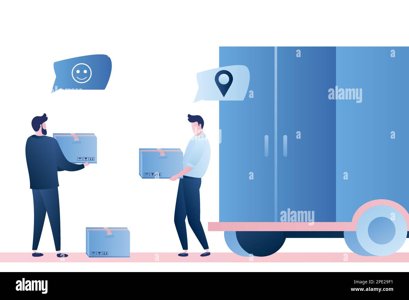 Truck delivering packed goods Stock Vector Images - Alamy