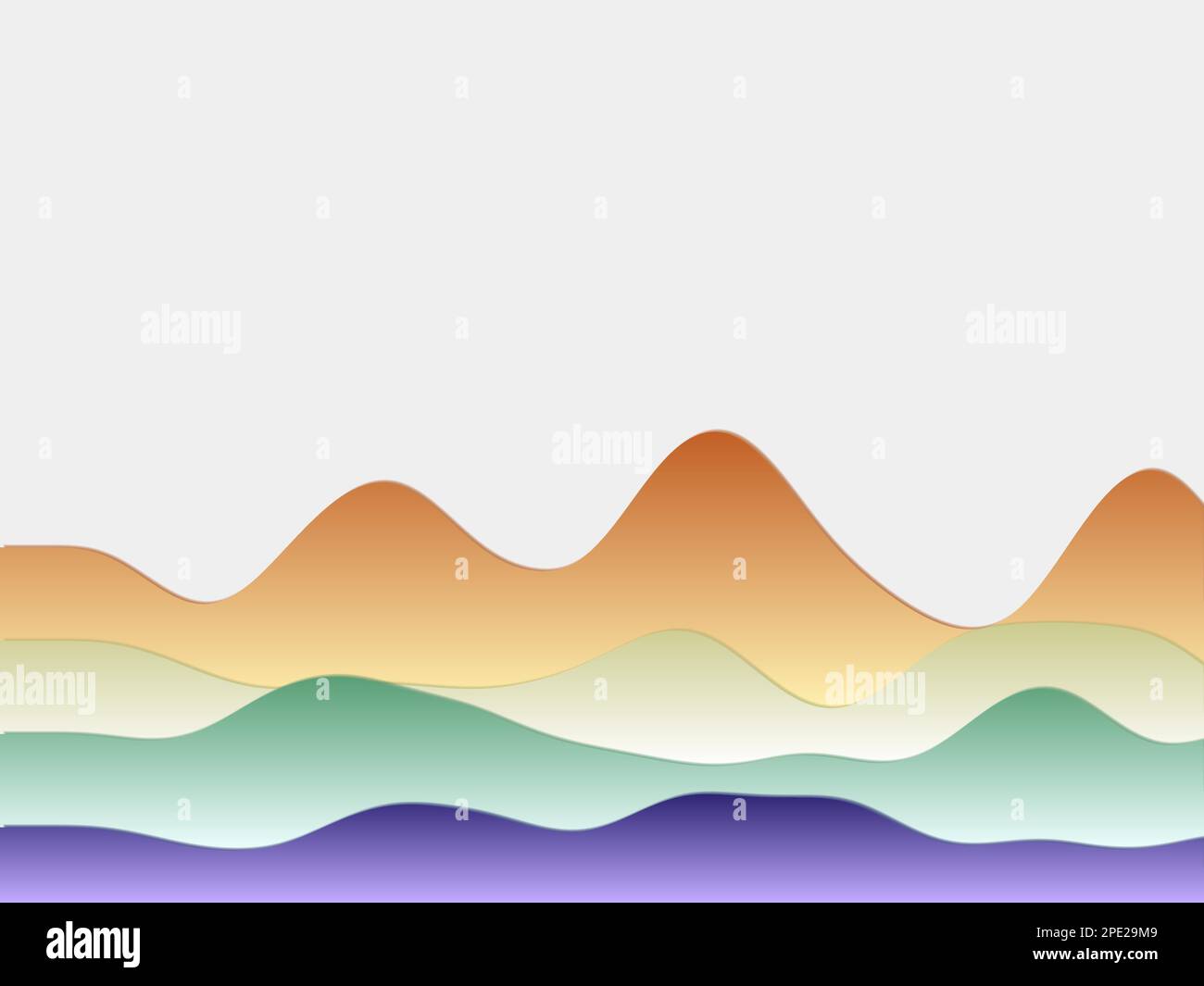 Abstract mountains background. Curved layers in spectral colors ...
