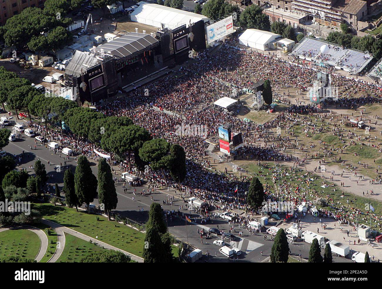 An aerial view of Rome's Circus Maximus, Saturday, July 2, 2005 during ...