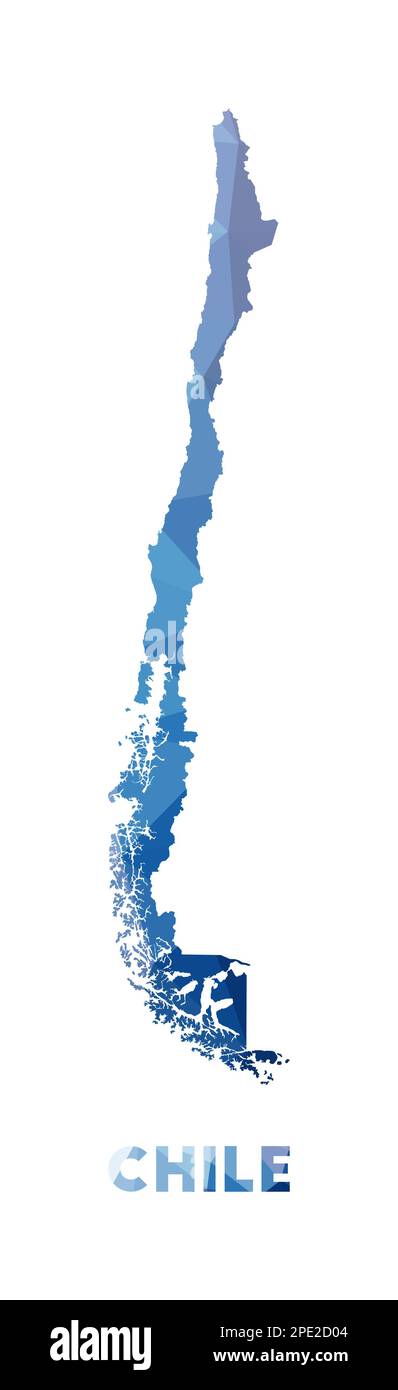 Low poly map of Chile. Geometric illustration of the country. Chile ...