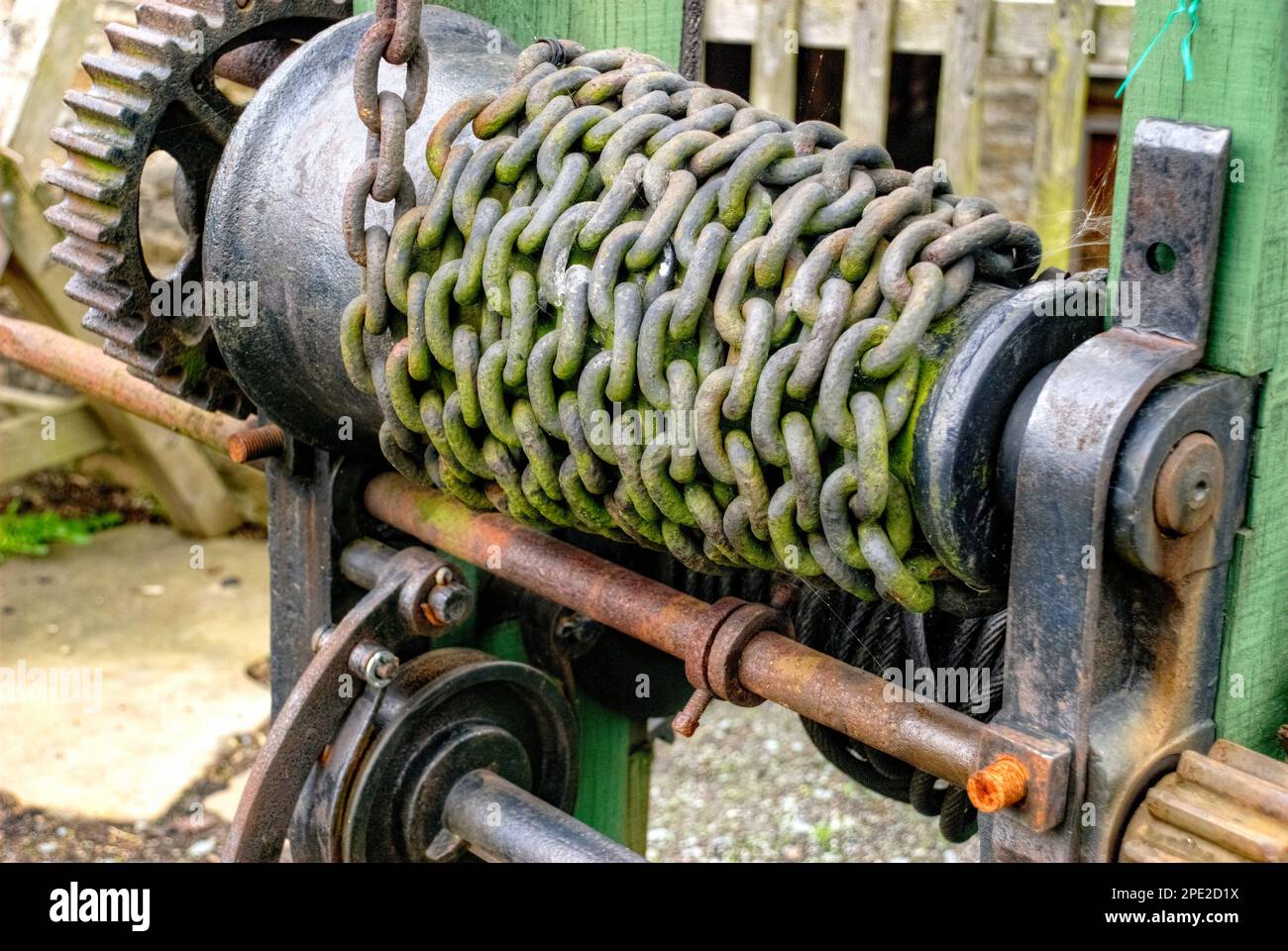 Winding gear using chains on equipment located outside Gayle Mill ...
