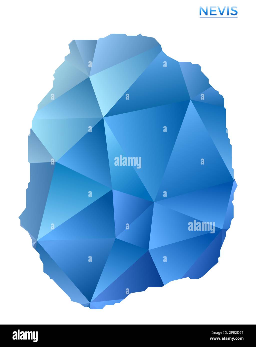Vector polygonal Nevis map. Vibrant geometric island in low poly style ...