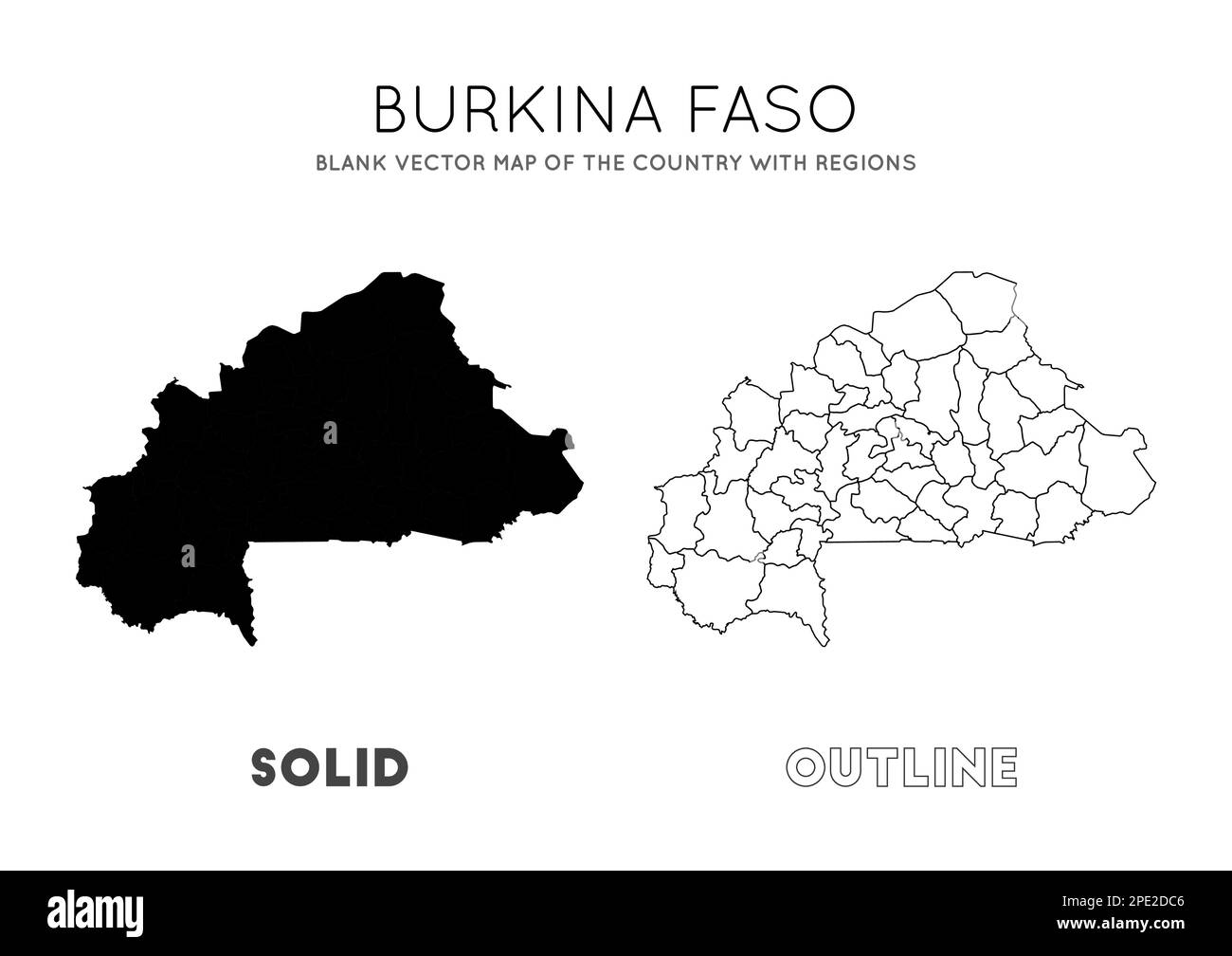 Burkina Faso map. Blank vector map of the country with regions. Borders ...