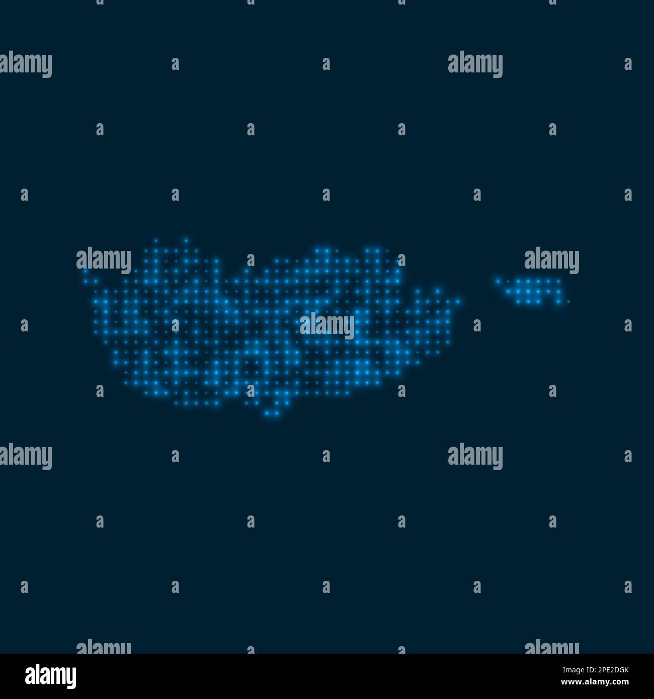 Cyprus dotted glowing map. Shape of the country with blue bright bulbs ...