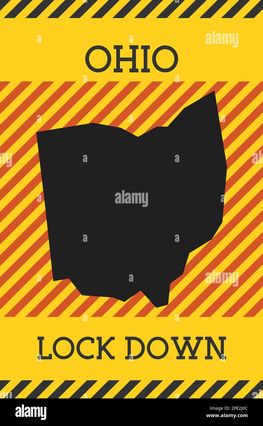 Ohio Lock Down Sign. Yellow US state pandemic danger icon. Vector ...