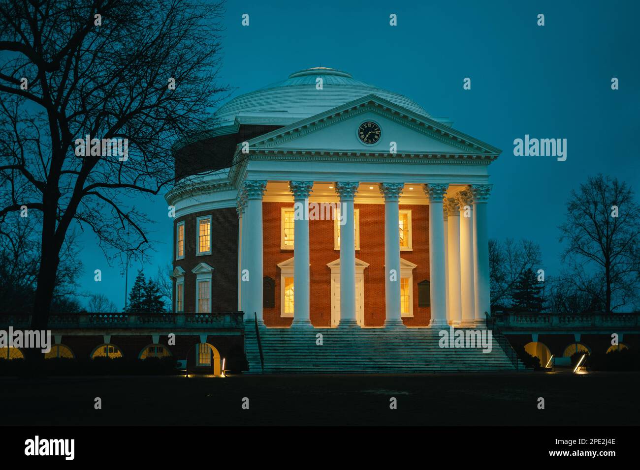 The Rotunda at University of Virginia at night, Charlottesville ...