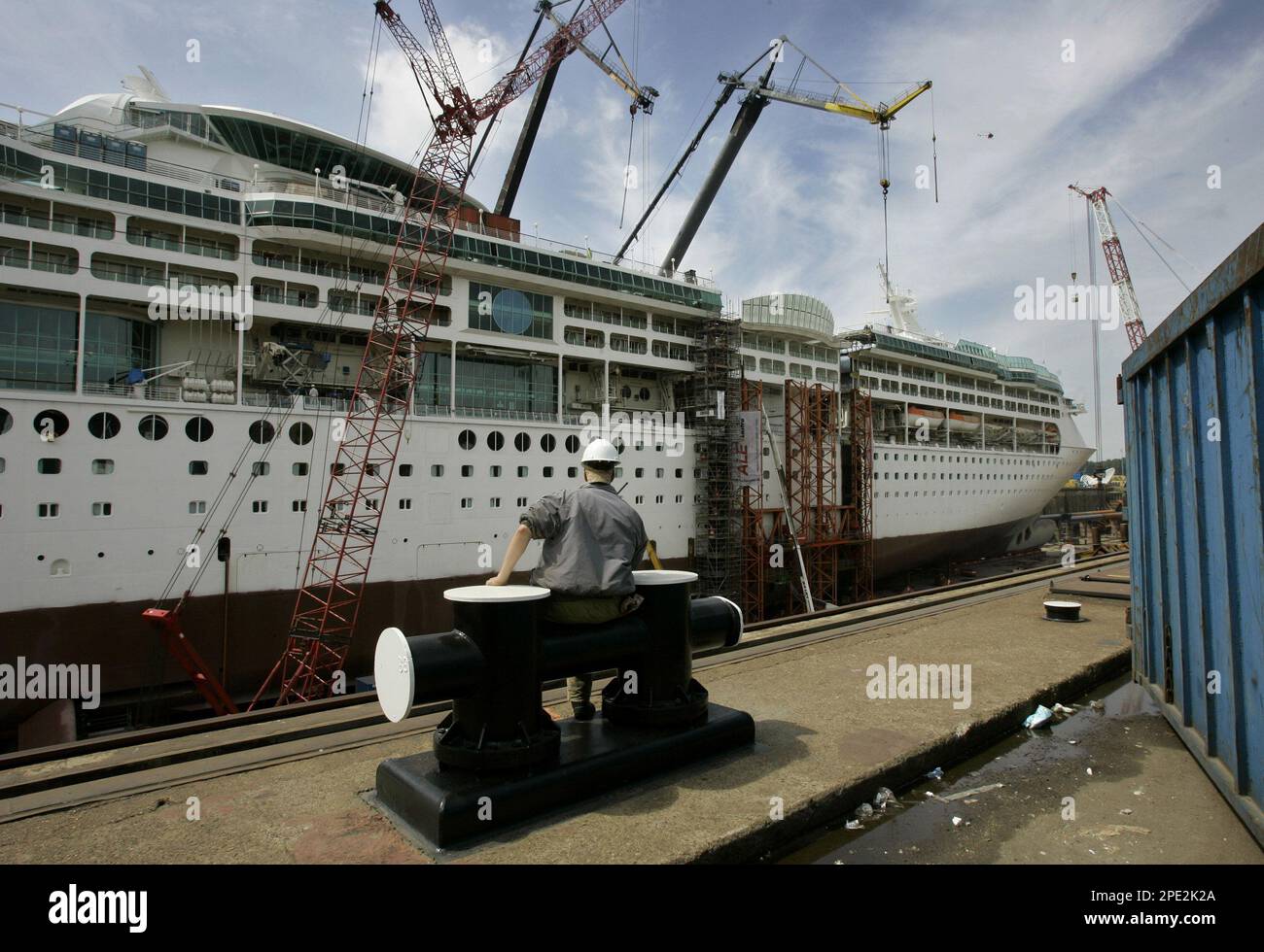 Workers are seen at Verolme drydocks in Rotterdam, Netherlands, May 25 ...