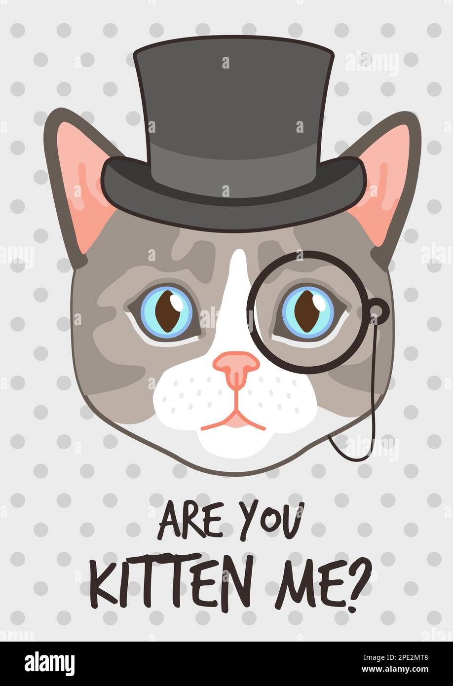 Gentleman cat. Smart animal with monocle, stylish portrait and funny ...
