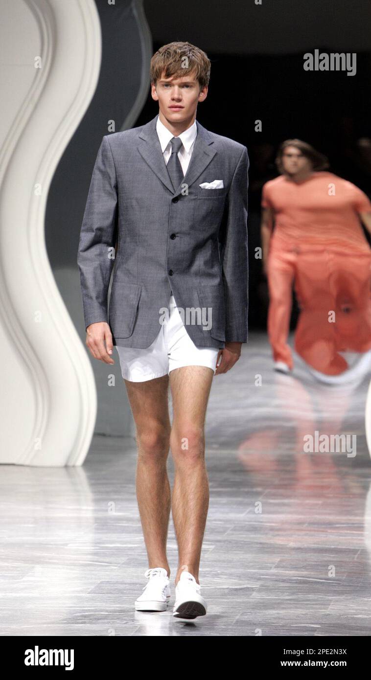 A model presents a creation as part of the Jasper Conran men's Spring ...