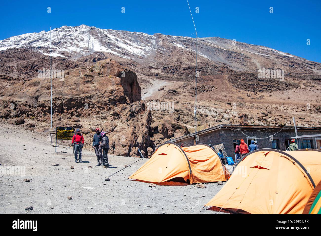 KILIMANJARO, TANZANIA -DECEMBER 31, 2023: base camp Kibo Hut of ...