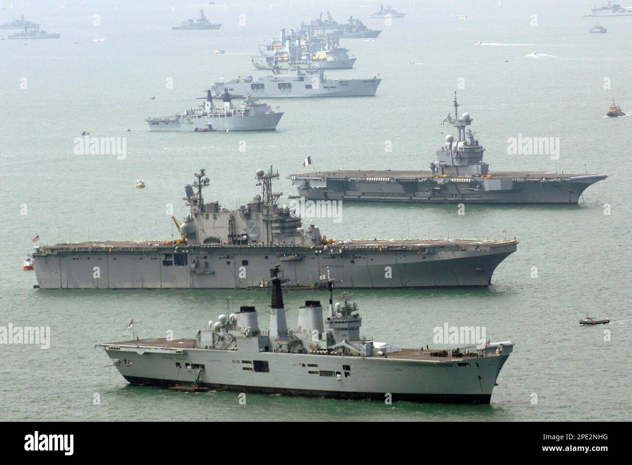 An aerial view of a flotilla of naval ships from 35 nations gathering ...