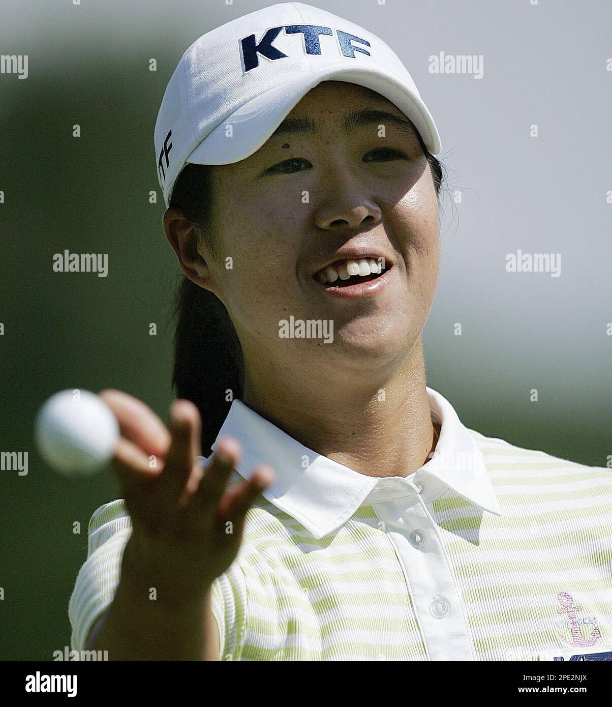 South Korean Birdie Kim, flips her golf ball to the crowd after winning ...