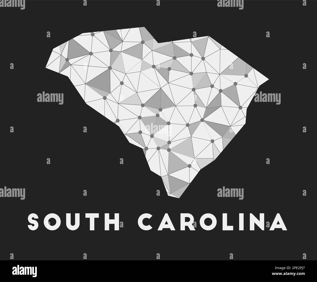 South Carolina - communication network map of US state. South Carolina ...
