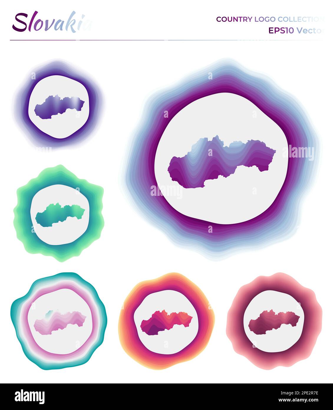 Slovakia logo collection. Colorful badge of the country. Layers around ...