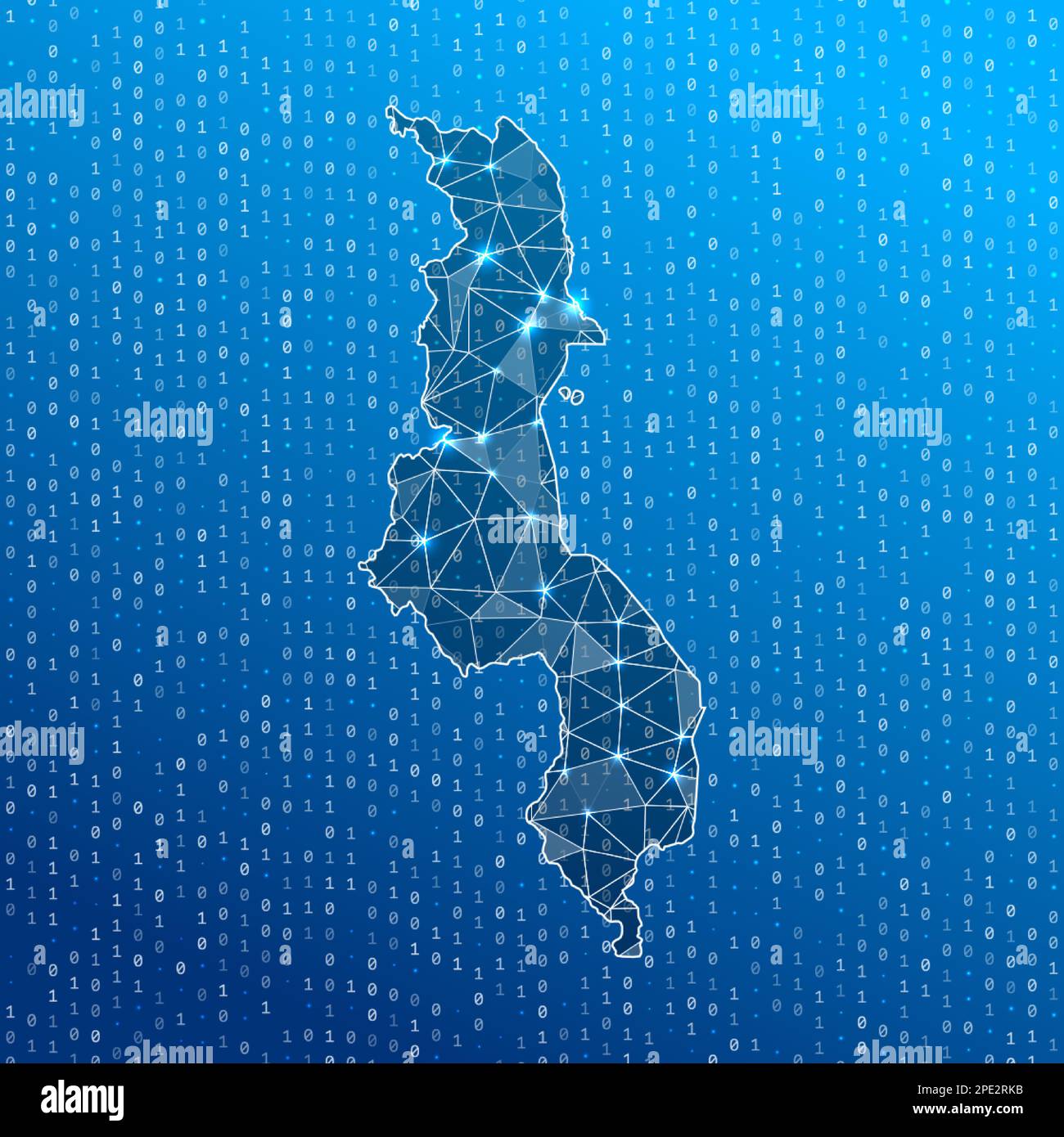 Network map of Malawi. Country digital connections map. Technology, internet, network ...