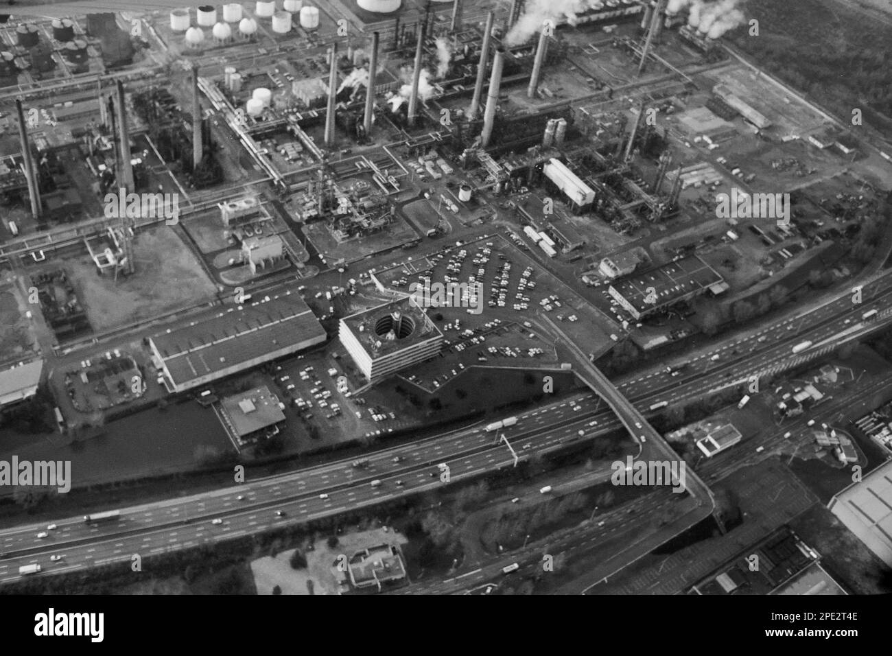 Archives 90ies: Aerial view of Feyzin petrochemical plant, Rhone, Rhone ...