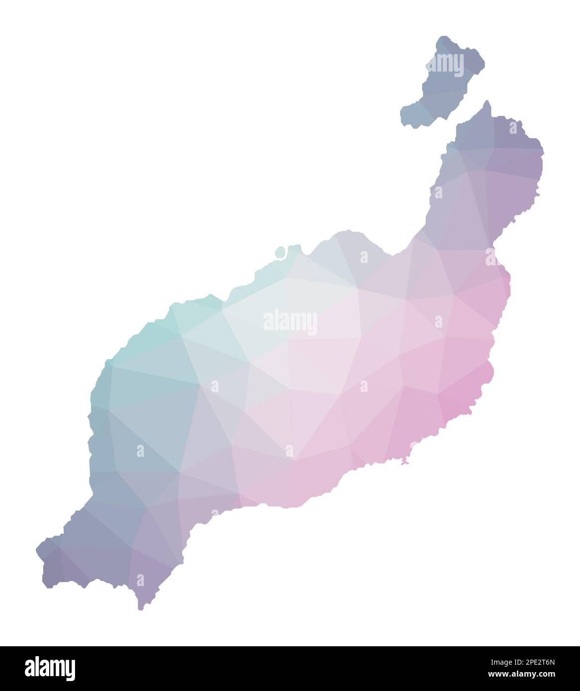 Polygonal map of Lanzarote. Geometric illustration of the island in ...