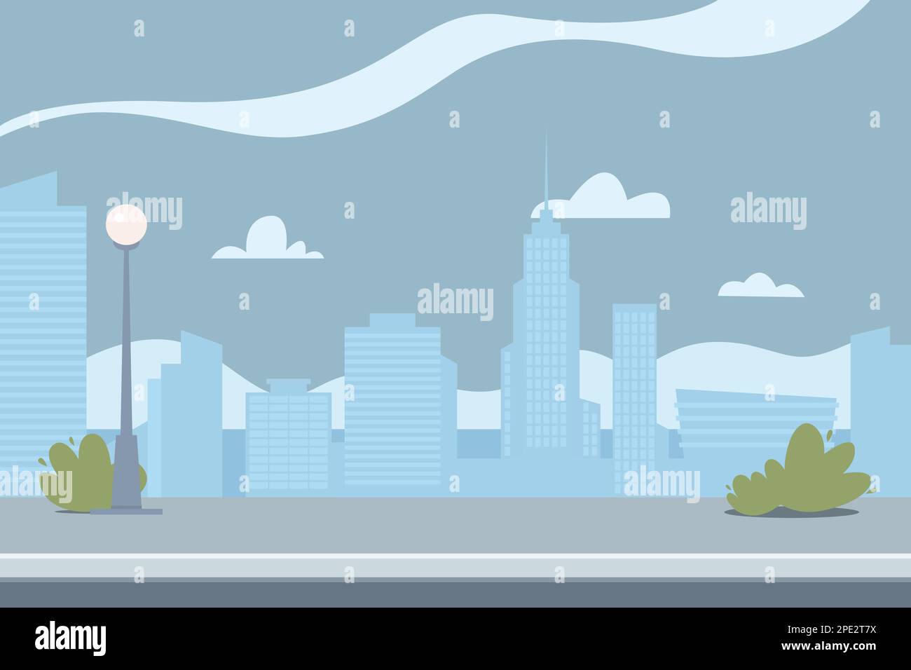 Road empty city street. Empty street or alley in a city park. Street on ...