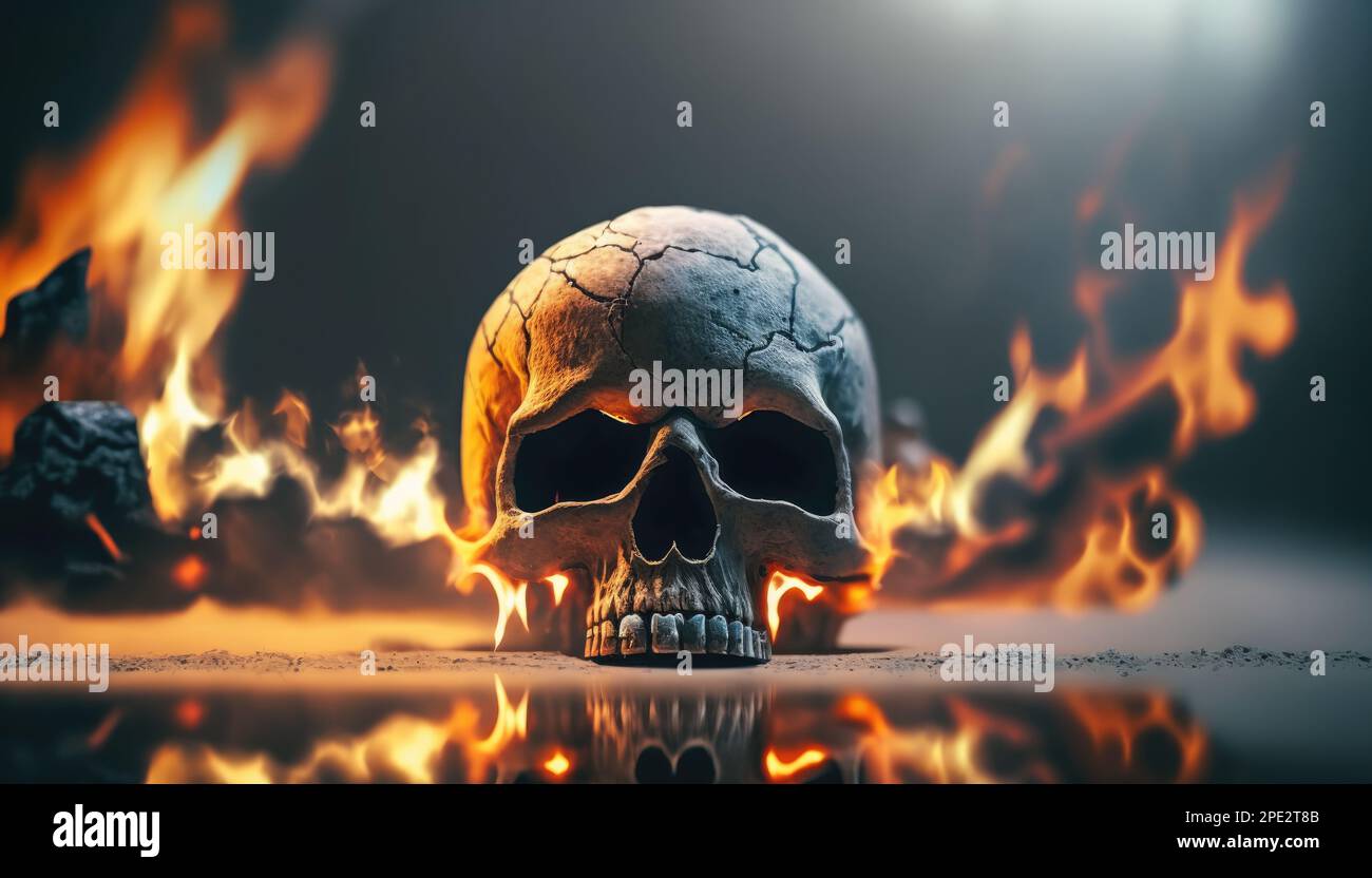 Skull tattoo flames hi-res stock photography and images - Alamy