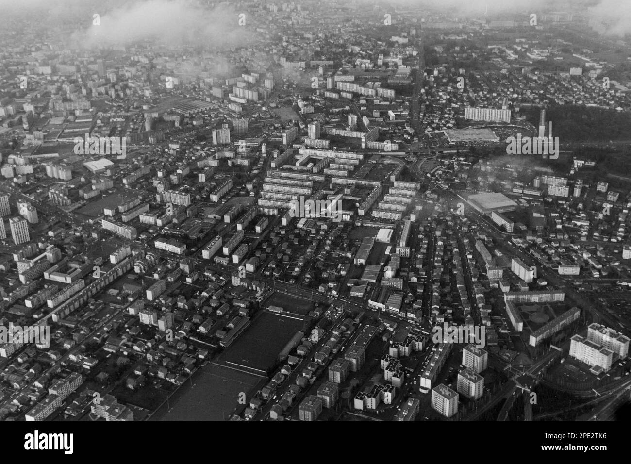 Archives 90ies: Aerial view of Feyzin petrochemical plant, Rhone, Rhone ...