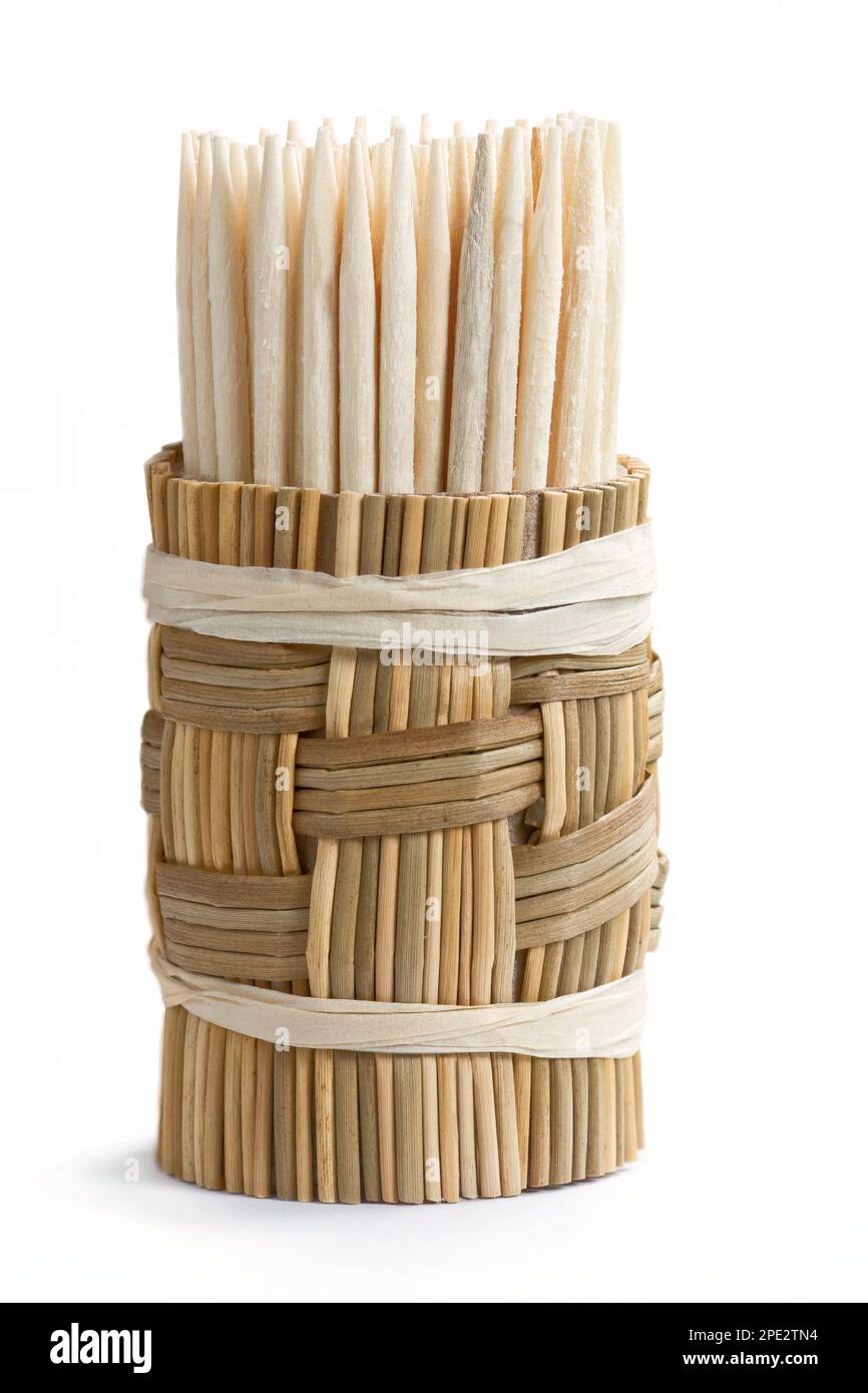 Bamboo toothpicks isolated on white background Stock Photo - Alamy
