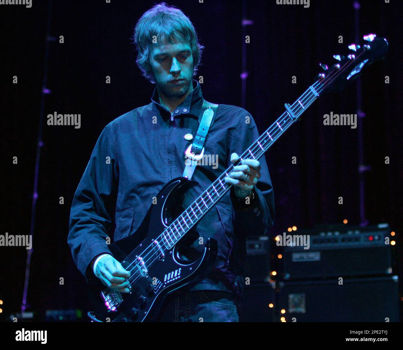 Bassist Andy Bell of the British rock band Oasis performs at the ...