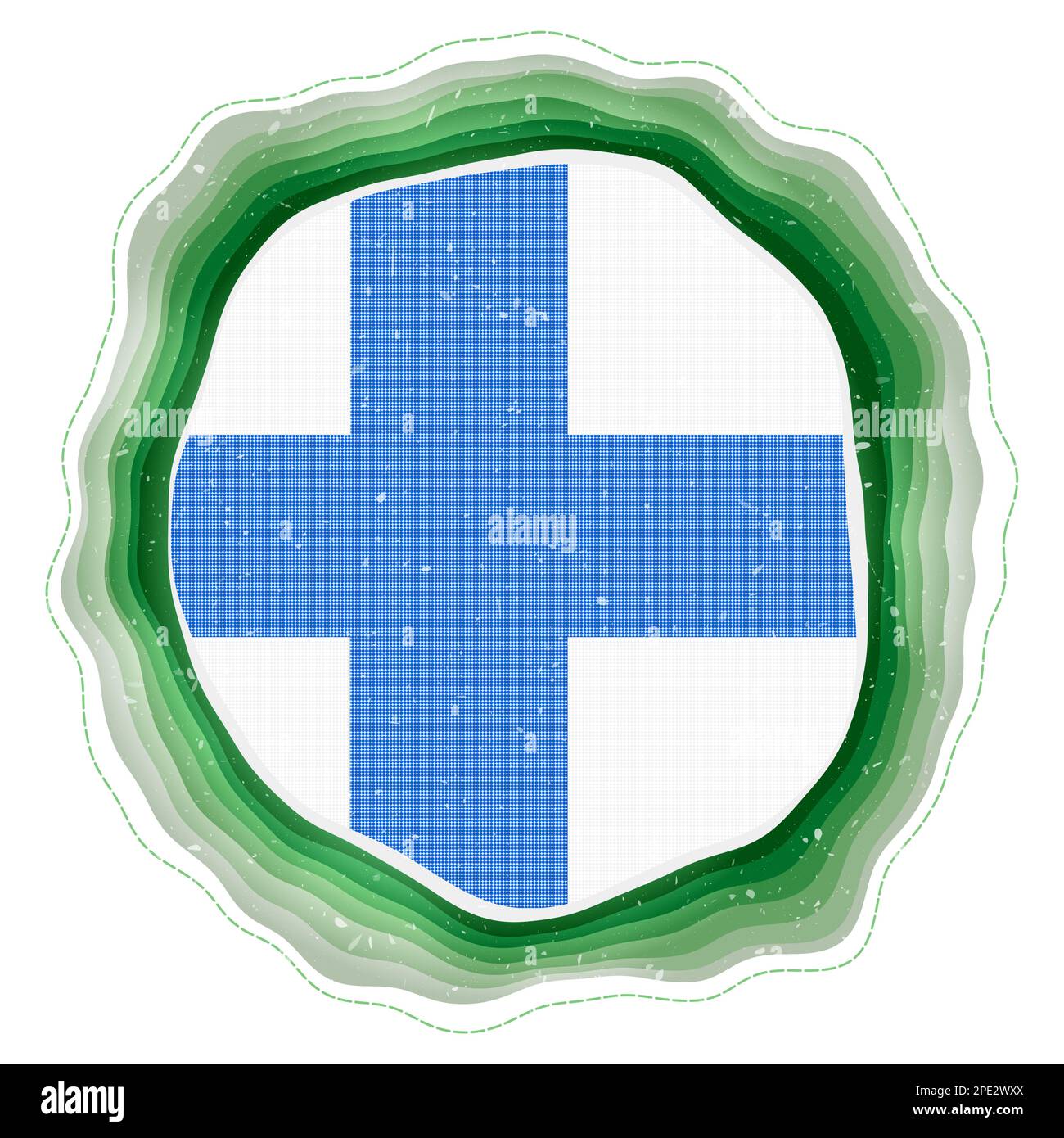 Finland flag in frame. Badge of the country. Layered circular sign ...