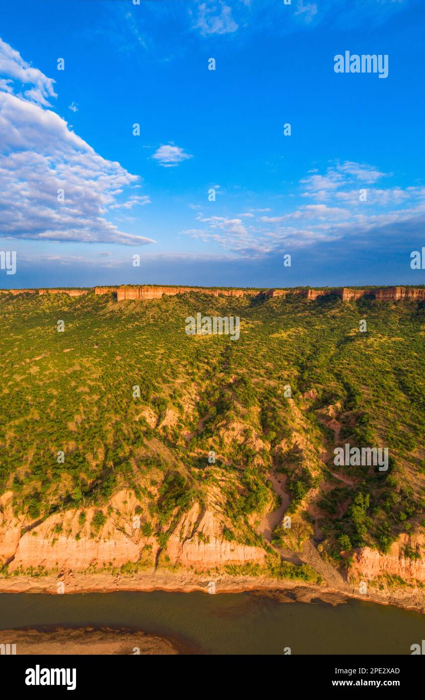 An aerial view of the Chilojo cliffs, Gonarezhou National Park ...