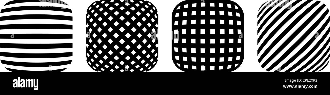 Set of Decorative Dotted rounded square shape with geometric pattern ...