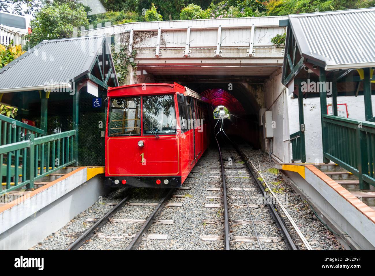 Wellington Cable Car, funicular railway in Wellington, New Zealand ...