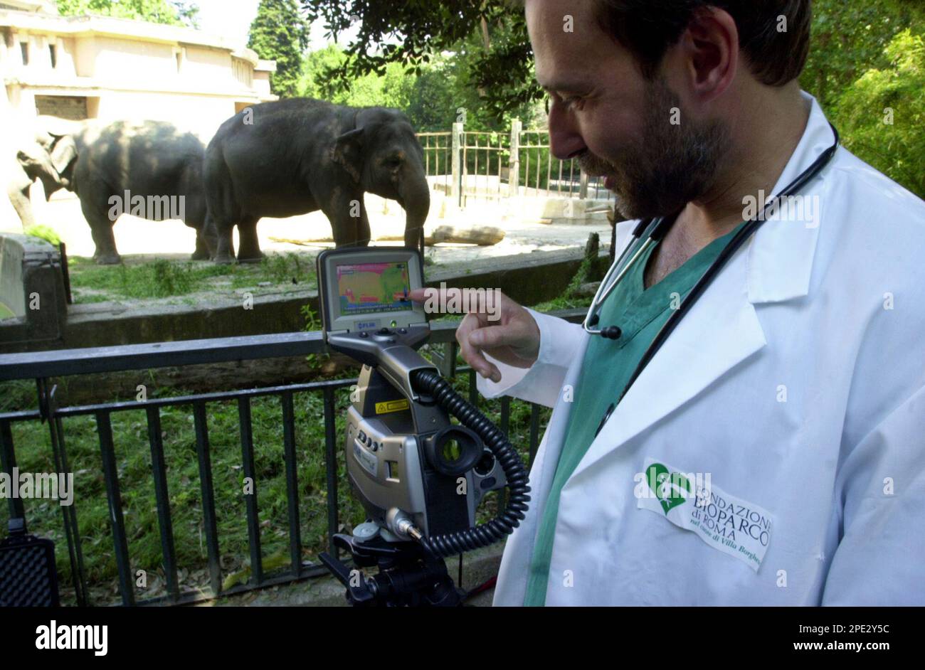 A thermal imaging camera from the Italian Fire Department is pointed ...
