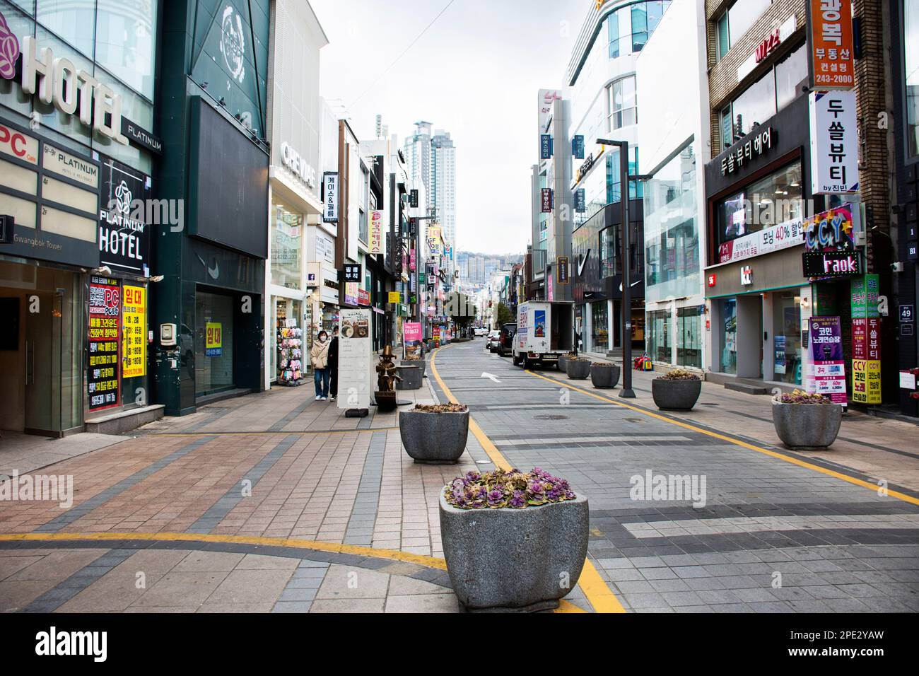 Landscape cityscape of Nampo dong Shopping Center or Gwangbok dong ...