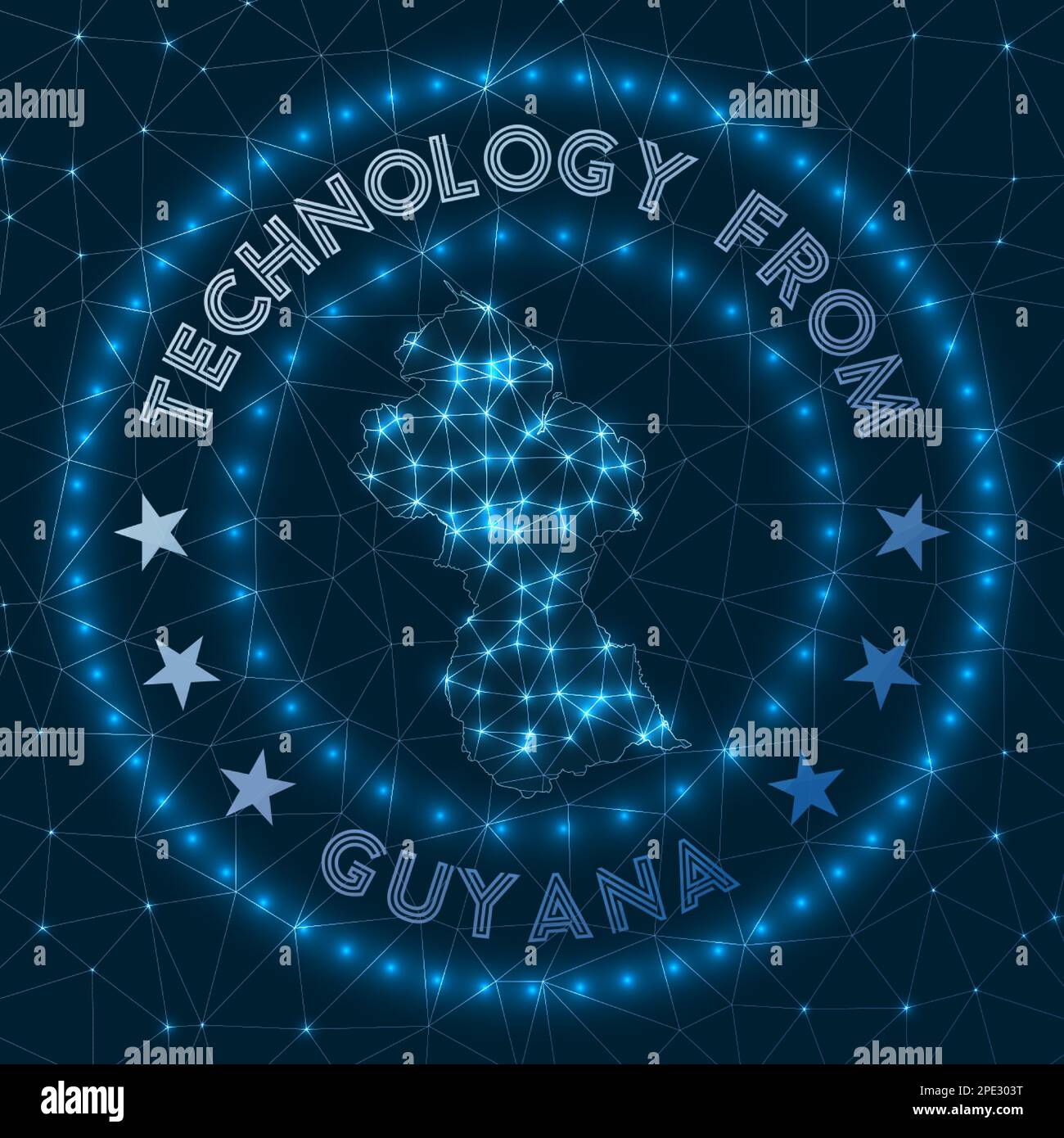 Technology From Guyana. Futuristic geometric badge of the country ...