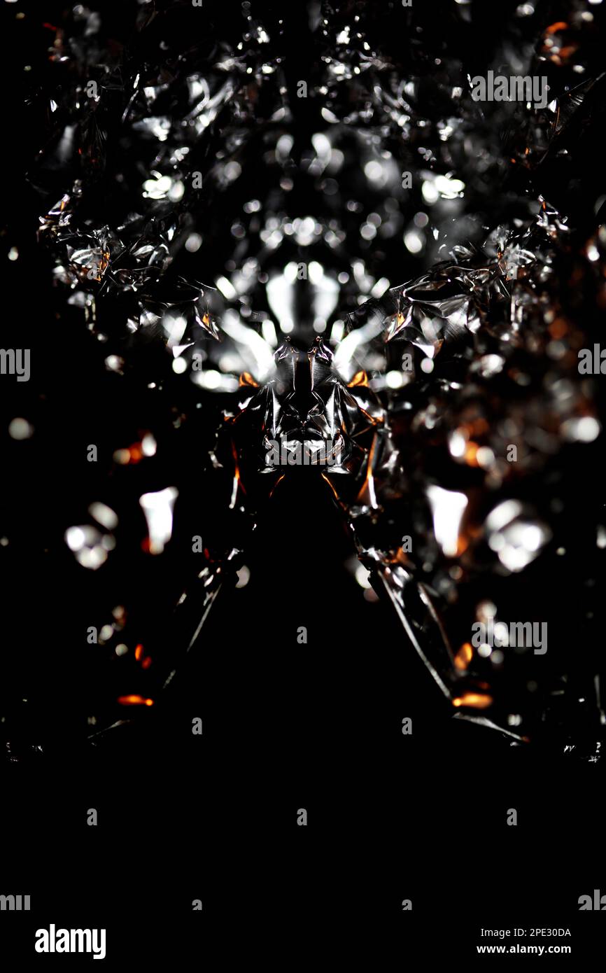 Crumbled aluminum foliage close up abstract background modern big size ...