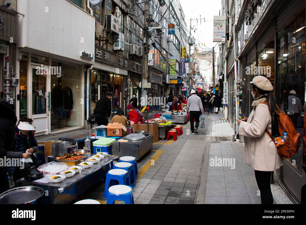 Local hawker stall traditional korean gourmet on street food bazaar ...