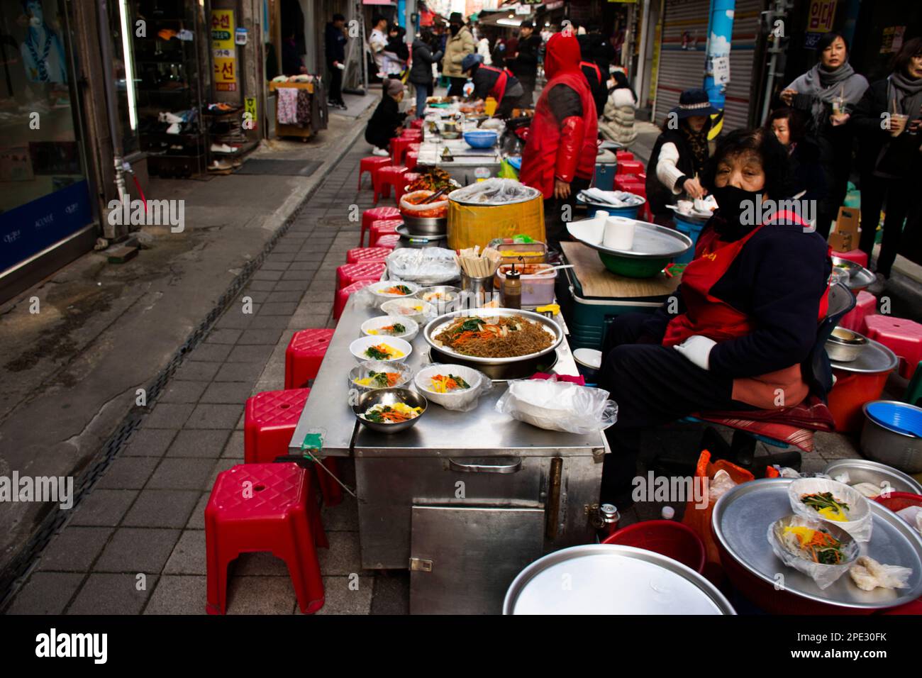 Local hawker stall traditional korean gourmet on street food bazaar ...