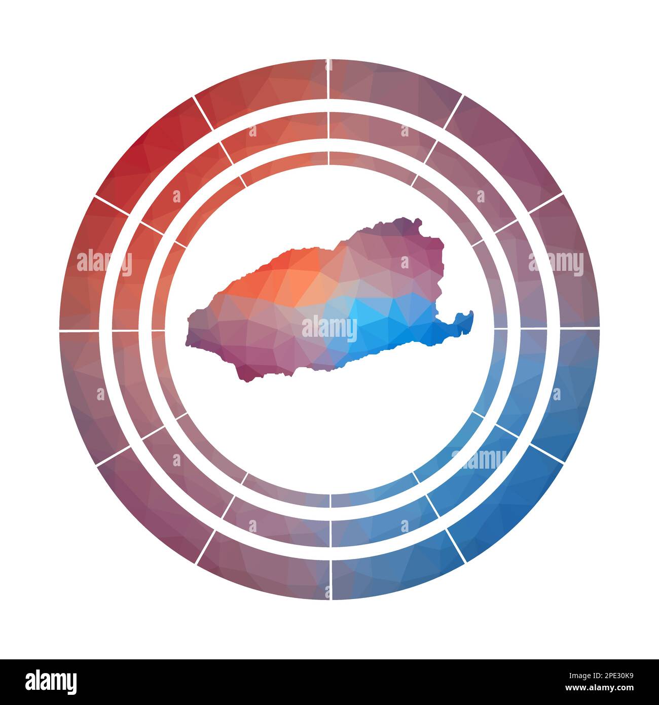 Imbros badge. Bright gradient logo of island in low poly style ...