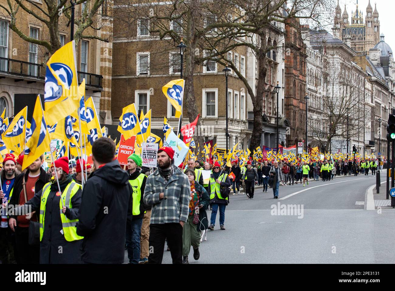 London ,United Kingdom -15/03/2023. Members of the UK trade union for ...