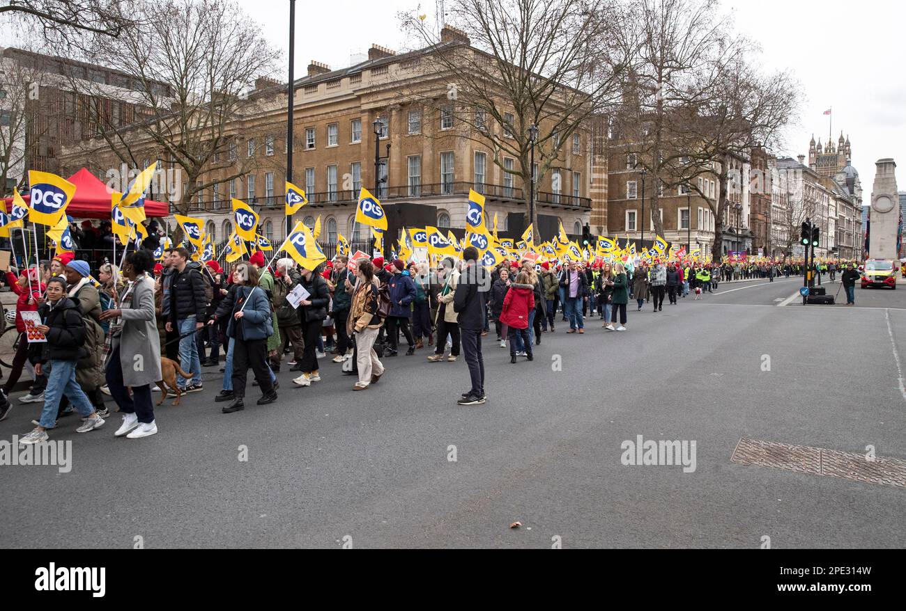 London ,United Kingdom -15/03/2023. Members of the UK trade union for ...
