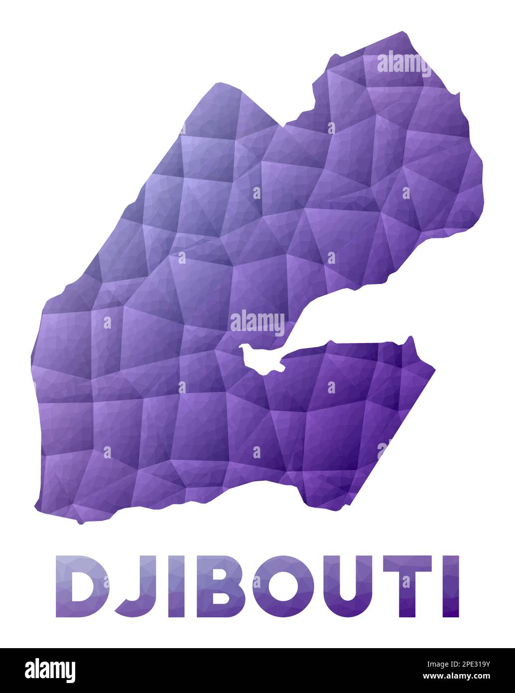 Map of Djibouti. Low poly illustration of the country. Purple geometric design. Polygonal vector ...