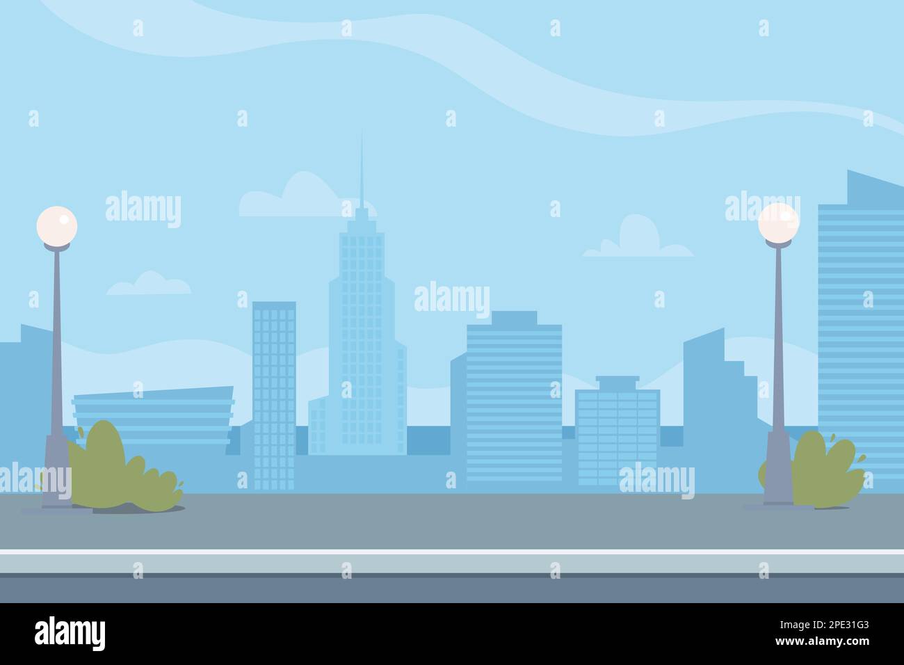 Road empty city street. Empty street or alley in a city park. Street on ...