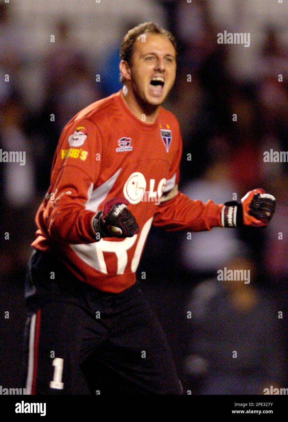 Sao Paulo's goalie Rogerio Ceni, of Brazil, celebrates after scoring ...