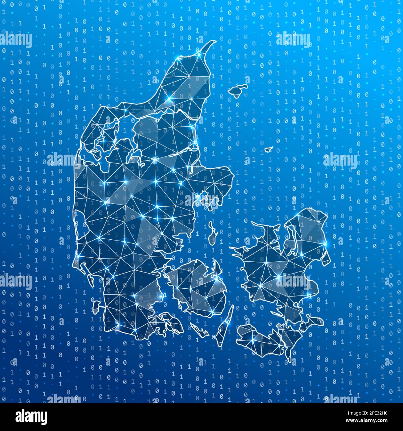 Network map of Denmark. Country digital connections map. Technology ...