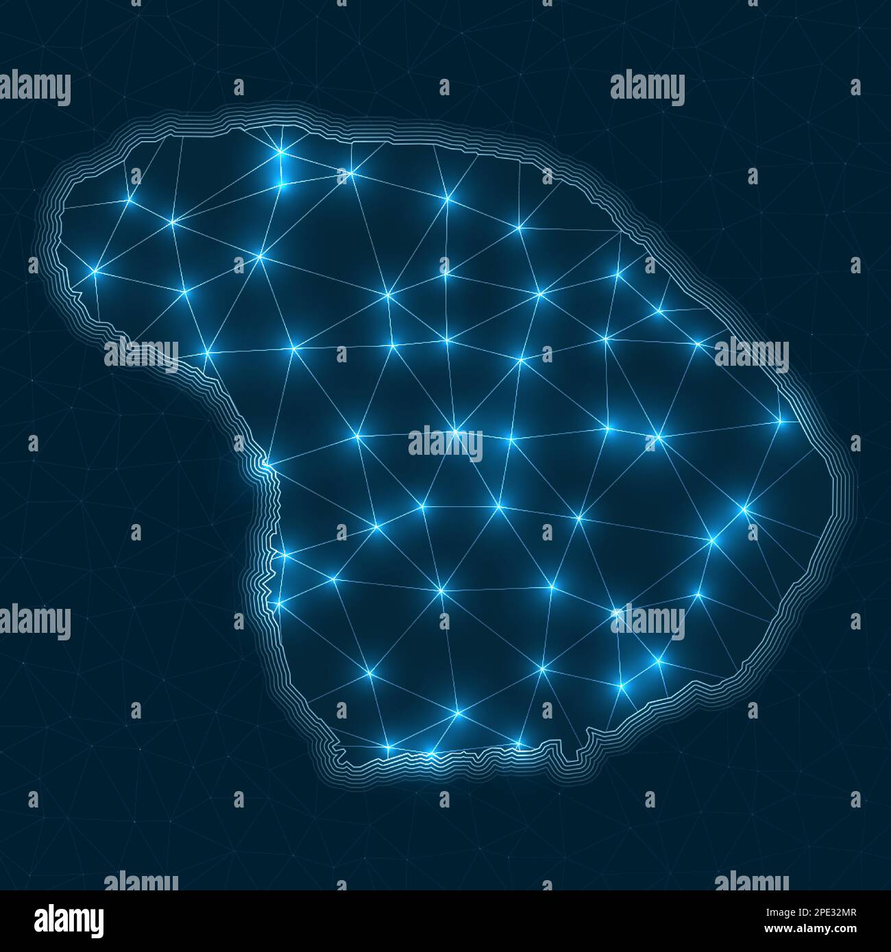 Lanai network map. Abstract geometric map of the island. Digital ...