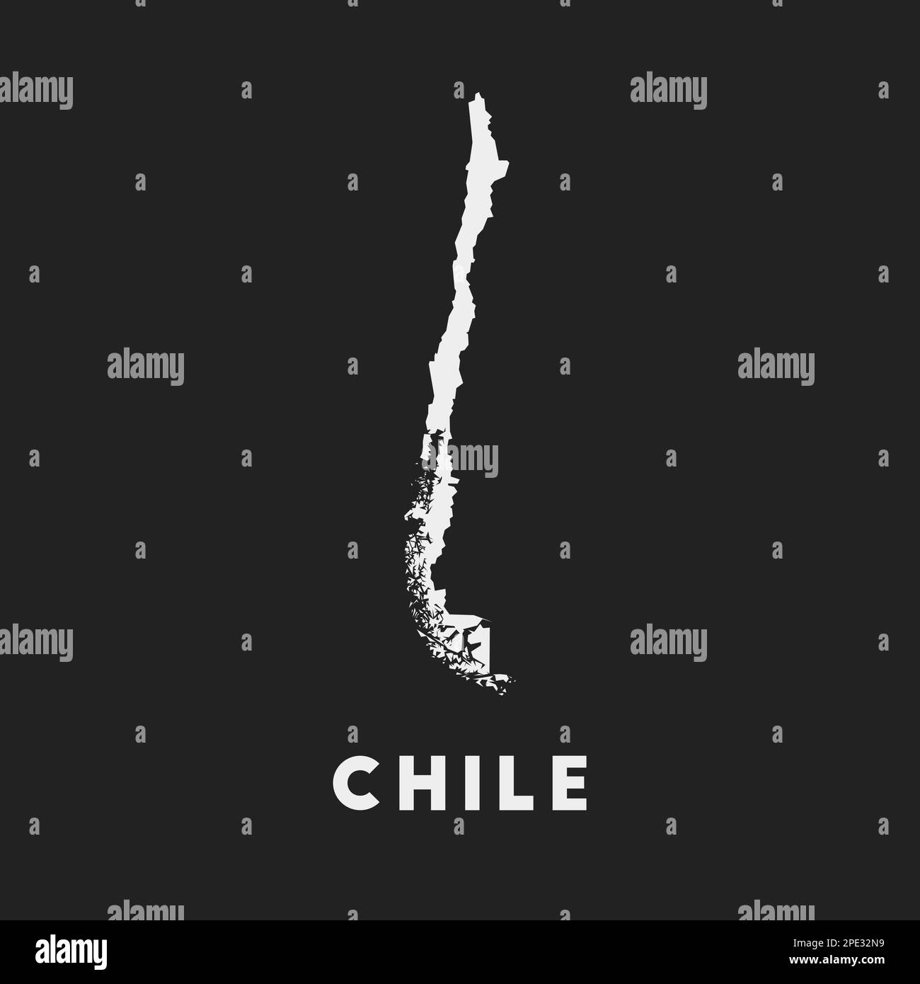 Chile icon. Country map on dark background. Stylish Chile map with ...