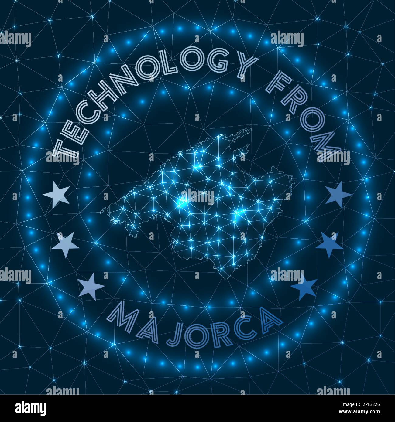 Technology From Majorca. Futuristic geometric badge of the island ...
