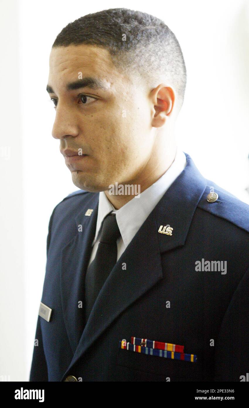 1st. Lt. Joseph Harding arrives at his trial at Randolph Air Force Base ...