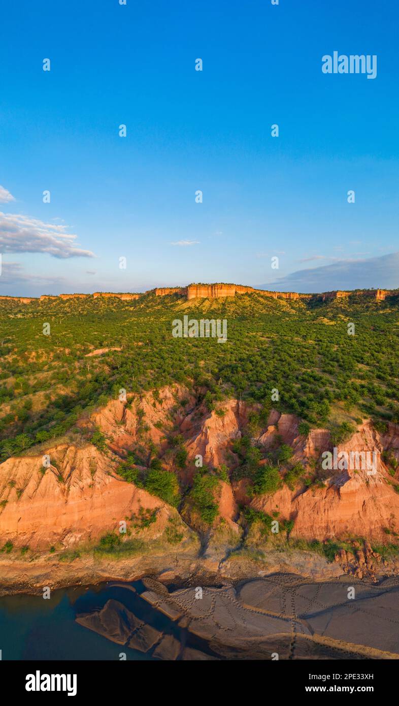 An aerial view of the Chilojo cliffs, Gonarezhou National Park ...