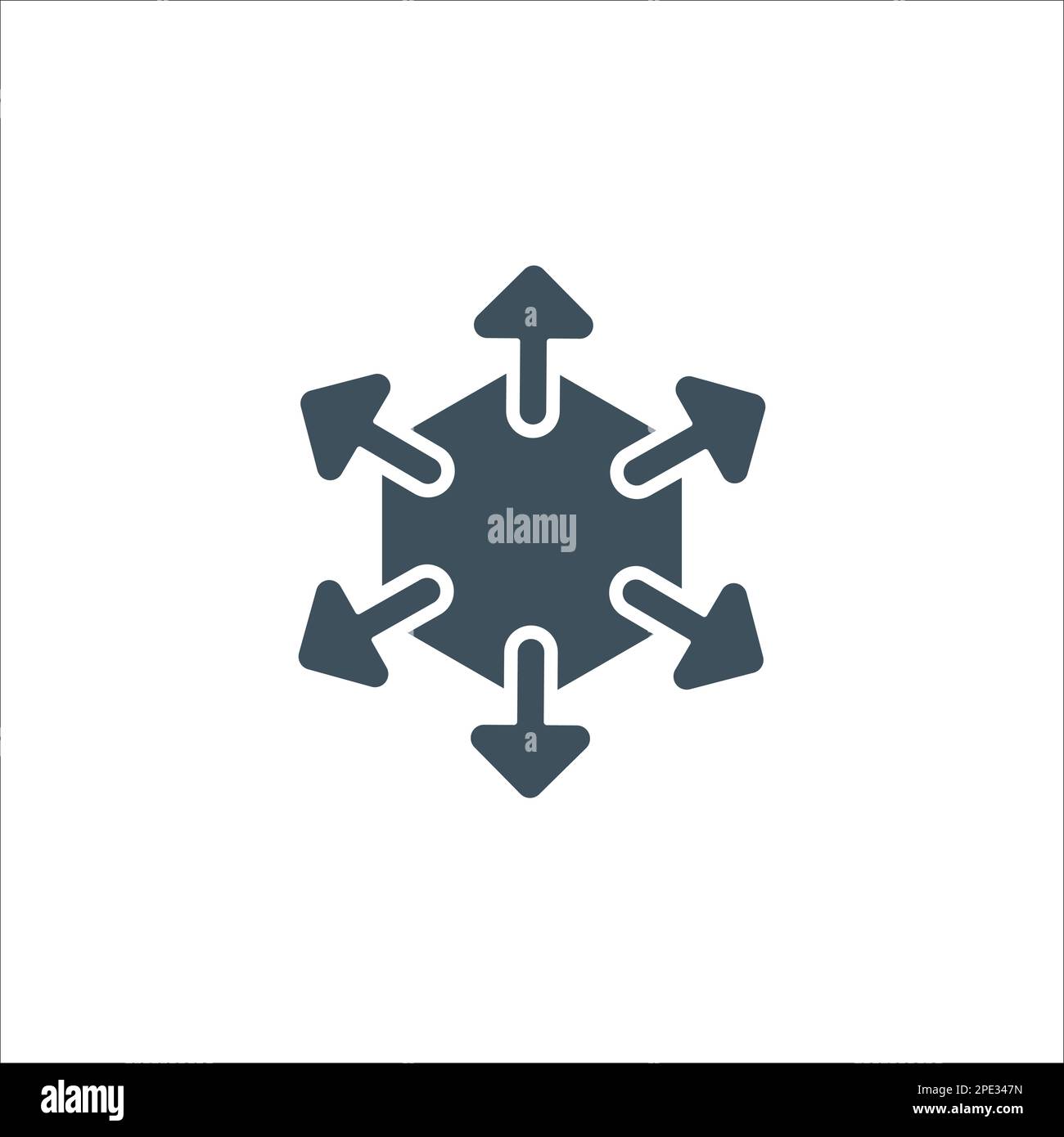 Spreading outward arrows distribution icon. extend business symbol ...